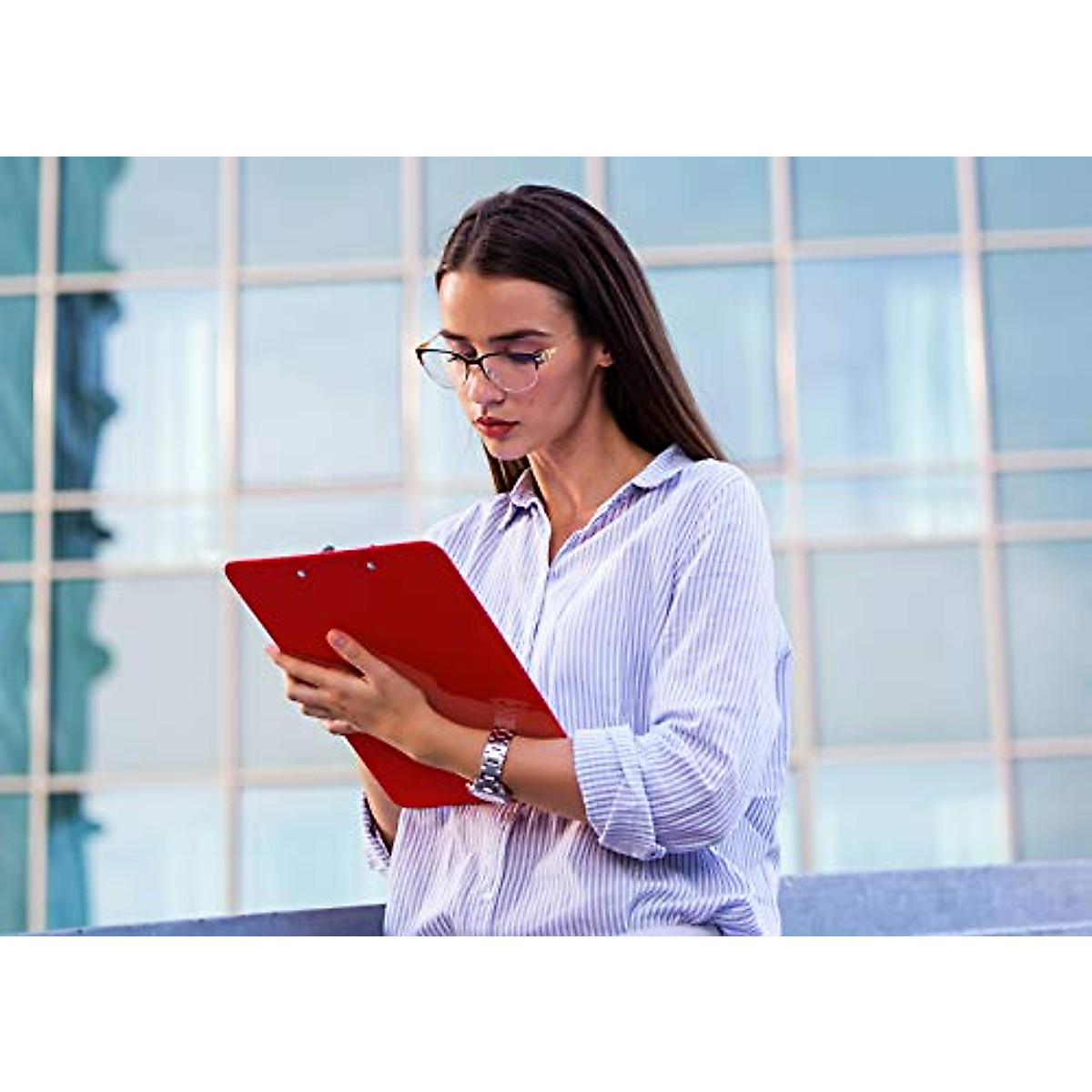 Red Plastic Clipboards, 12 Pack, Durable, 12.5 x 9 Inch, Low Profile Clip, by Better Office Products, Red, Set of 12