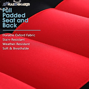 MAISON ARTS Oversized Padded Zero Gravity Lawn Chair Foldable Patio Recliner Anti Gravity Lounge Chair w/Pillow & Cup Holder Outdoor Camp Chair for Poolside Backyard Beach, Support 300lbs, Red