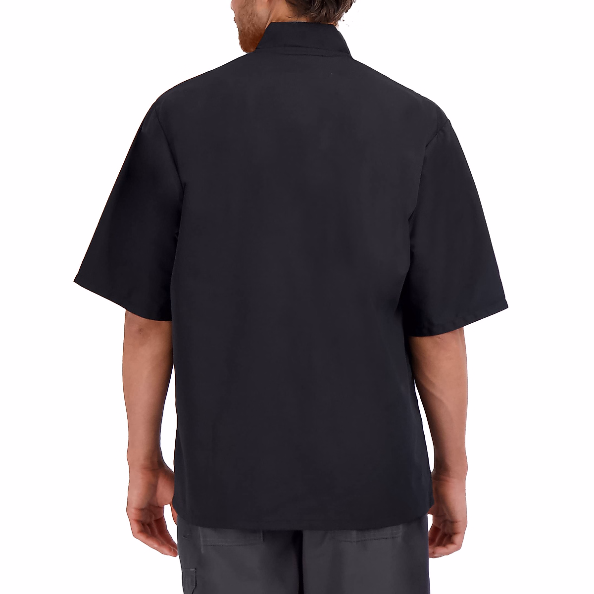 Happy Chef Men's Signature Short Sleeve Lightweight Chef Coat, Black, Large