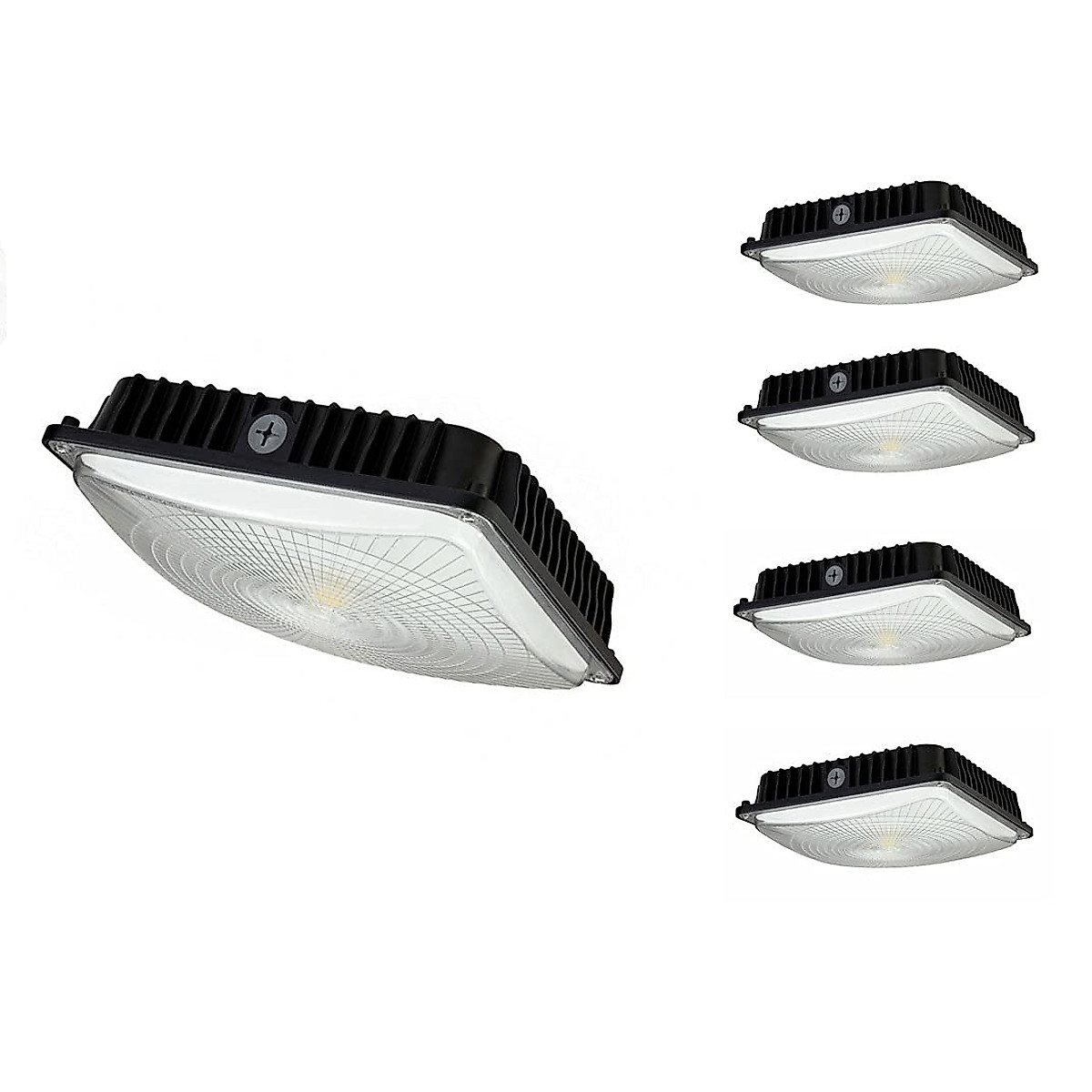 KRLED 100W LED Canopy Light (250W Equivalent) Industrial Waterproof Outdoor High Bay Balcony Car Park Lane Gas Station Ceiling Light 5500K Pack-5