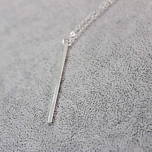 Artmiss Bar Pendant Necklace Gold Long Y-Necklace Delicate Lariat Chain Jewelry for Women(Silver)