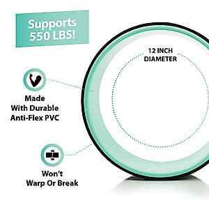 URBNFit Yoga Wheel - 12-Inch Roller Designed for Stretching & Flexibility to Help Back Aches & Tension - Made w/Durable Materials & Soft Foam Padding, Yoga Strap Included