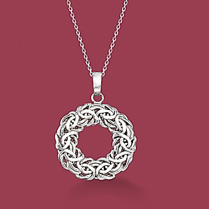 Ross-Simons Sterling Silver Byzantine Circle Pendant Necklace. 18 inches