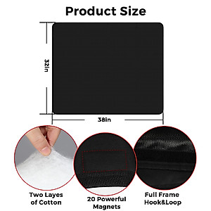 NABOWAN Fireplace Cover Easy Install - Indoor Fireplace for Draft Stopper Save Energy, Single-Sided Heat Resistant Fireproof Mat with Full Frame Hook&Loop, Fireplace Blanket with Built-in Magnets