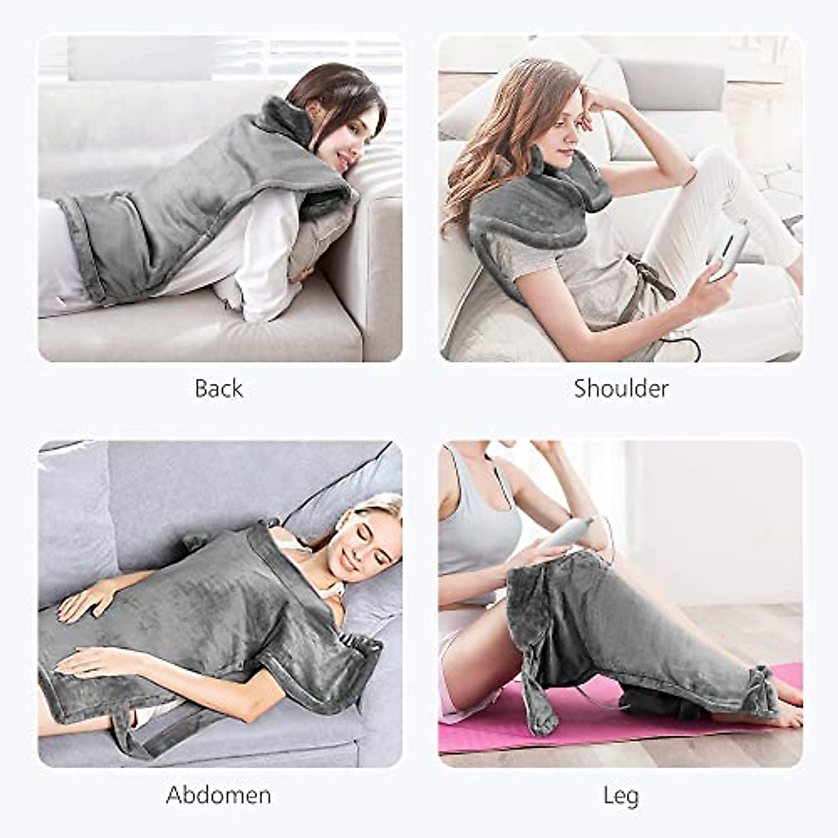 Comfier Large Heating Pad for Back Pain Relief,Soft Flannel Fast Heating Pads for Neck and Shoulders,Electric Heated Wrap,3 Heat Levels & 90-Mins Auto Shut Off,Machine Washable,Gifts for Dad,Women,Men