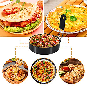 4" Egg Rings Set of 4, Round and Suqare Egg Rings for Frying Eggs with Silicone Handle Large Egg Ring Stainless Steel Egg Cooking Rings for Griddle Frying Eggs Egg Mcmuffins Breakfast