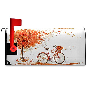 Vdsrup Maple Fall Autumn Mailbox Covers Magnetic Leaf Tree Bicycle Mailbox Cover Wraps Standard Size 18" X 20.7" Post Letter Box Cover Garden Decorations