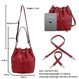 AFKOMST Bucket Bags and Purses For Women Drawstring Hobo and Shoulder Handbags with 2 Detachable Straps