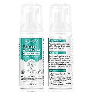 Teeth Whitening Toothpaste Foam Natural Ingredients Baking Soda for Cleaning Teeth and Improve Teeth Health - 60ml