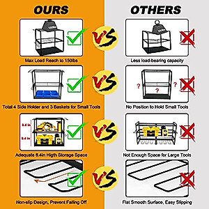 Power Tool Organizer Wall Mount, Power Tool Storage Rack Drills Holder Heavy Duty, 4 Layer Metal Shelf Utility Tools Rack with Pliers Hammers Screwdrivers Holder, Rack for Garage Home Workshop