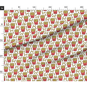 Spoonflower Fabric - French Fries Food Red White Autumn Fall Spring Summer Pop Art Dinner Printed on Petal Signature Cotton Fabric Fat Quarter - Sewing Quilting Apparel Crafts Decor