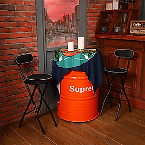 Thyle Folding Stool with Backrest 25.6 Inch Counter Height Folding Bar Stools with Cushioned Padded Foldable Portable Chairs for Adults Kitchen Garden Camping(Black,2 Pcs)