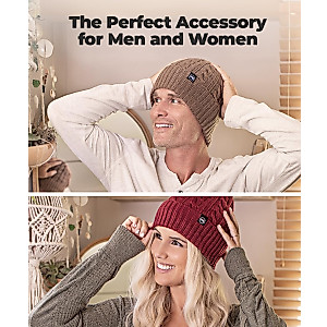 Revony Cable Knit Beanie for Women & Men - Warm, Soft, with a Delicious Cashmere Feel Ivory