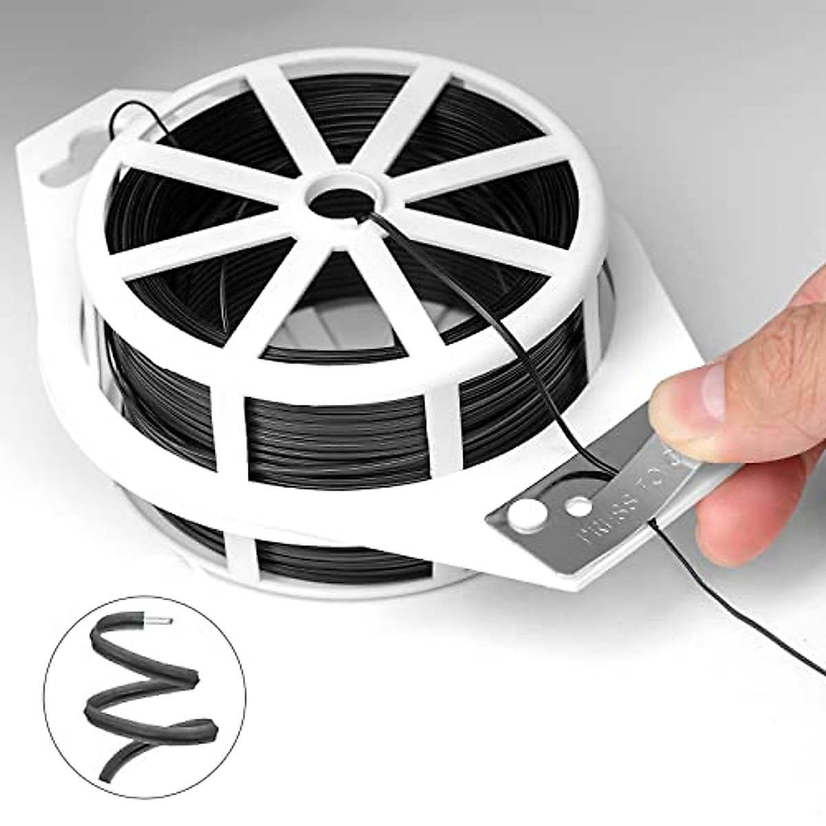 HONENCN Twist Ties Garden Plant Wires for Gardening Flower Vine Climbing and Office Organization with Built-in Cutter(328ft /100m) x1 Pack, Black。