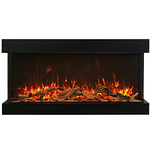 40-TRU-View-XL XT - 3 Sided Electric Fireplace 40 Inch, 3-Sided Glass Fireplace Heater w/Remote Control & 8H Timer, Thermostat, Black, Adjustable Brightness, Realistic Flame Effects