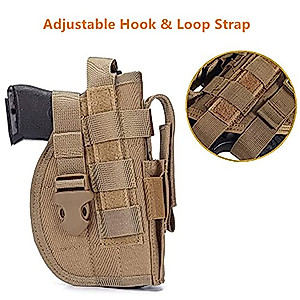 ACEXIER Universal Tactical Gun Holster Right Hand Molle Pistol Holster Combat Airsoft Waist Belt Holster for 1911 45 92 96 G1ock(Khaki)