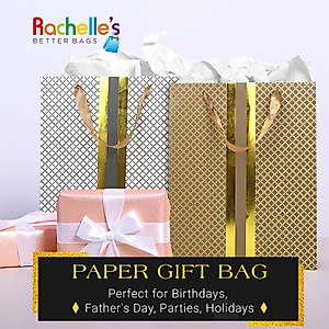 RACHELLE'S Elegant & Classy Paper Gift Bag Assortment with Tissue Paper – 4 Pack of Premium Quality & Sturdy Large Bags Great for Birthdays, Anniversaries, Christmas, Father's Day, Holidays – Black,
