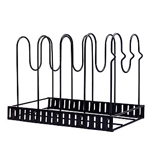 Pot Rack Organizers, Lid Organizer for Pots and Pans, 8 Tiers Pots and Pans Organizer with 3 DIY Methods, Adjustable Pot Lid Holders Pan Rack for Kitchen Counter and Cabinet by KAUKKO (KKS21-8 Tiers)