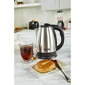 IMUSA USA GAU-18220 1.8 Liter Cordless Stainless Steel Electric Tea Kettle with Easy To Serve Pouring Spout