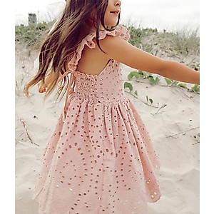 Toddler Baby Girl Dress Boho Linen Lace Baby Dress Sundress Girls Summer Clothes Outifits (Pink, 3-4 T)