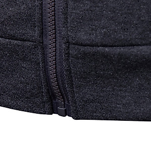 Maiyifu-GJ Men Zip Up Color Block Hoodies Blend Fleece Long Sleeve Sweatshirt with Kanga Pockets Zip Front Slim Hooded Hoodie (Grey,X-Large)