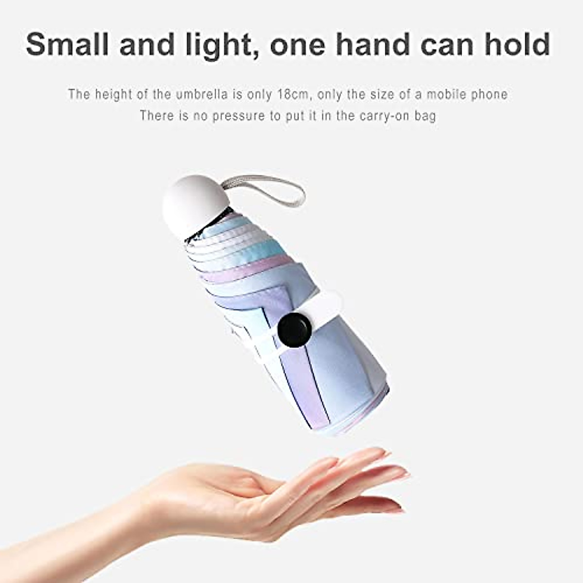 YumSur Mini Travel Sun & Rain Umbrella, Small UV Compact Folding Umbrella with Case 8 Ribs Anti-UV Lightweight Umbrella