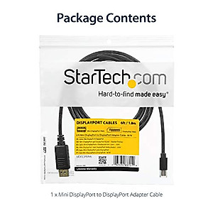 StarTech.com Mini DisplayPort to DisplayPort Converter Cable/2m/DisplayPort 1.2/mDP to DP Monitor Cable/4K60Hz/mDP Male to DP Male MDP2DPMM2M