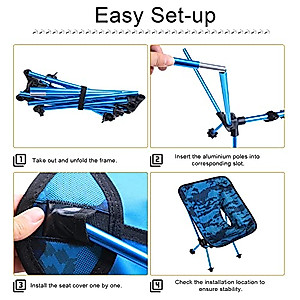 ABCCANOPY Camping Chairs, Large, Turquoise