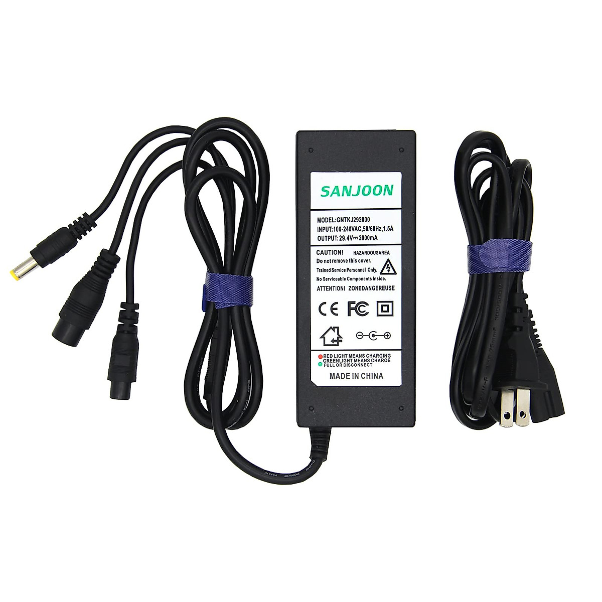 3 in 1 Universal Electric Scooter Charger 29.4V/24V 2A (5.5 * 2.1/2.5mm) 3 Prong 12mm for Razor E100 E200 E300 E125 E150 E500 E175 PR200, E225S E325S MX350, Dirt Quad, Sports Mod, and Pocket Mod