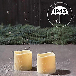 LampLust Outdoor Flameless Candles 3x3 - Battery Operated, Waterproof, Flickering LED Flame, Remote Control with Timer, Decorative Small Pillar Candles for Outdoor Decor - Set of 2