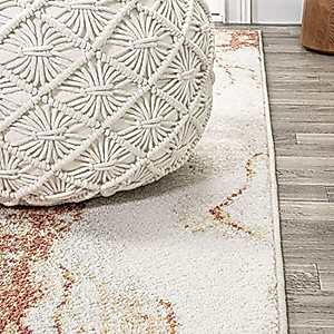 JONATHAN Y CTP201A-8 Marmo Abstract Marbled Modern Indoor Area-Rug, Contemporary Floral Tropical Easy-Cleaning,Bedroom,Kitchen,Living Room,Non Shedding 8 X 10, Orange/Cream