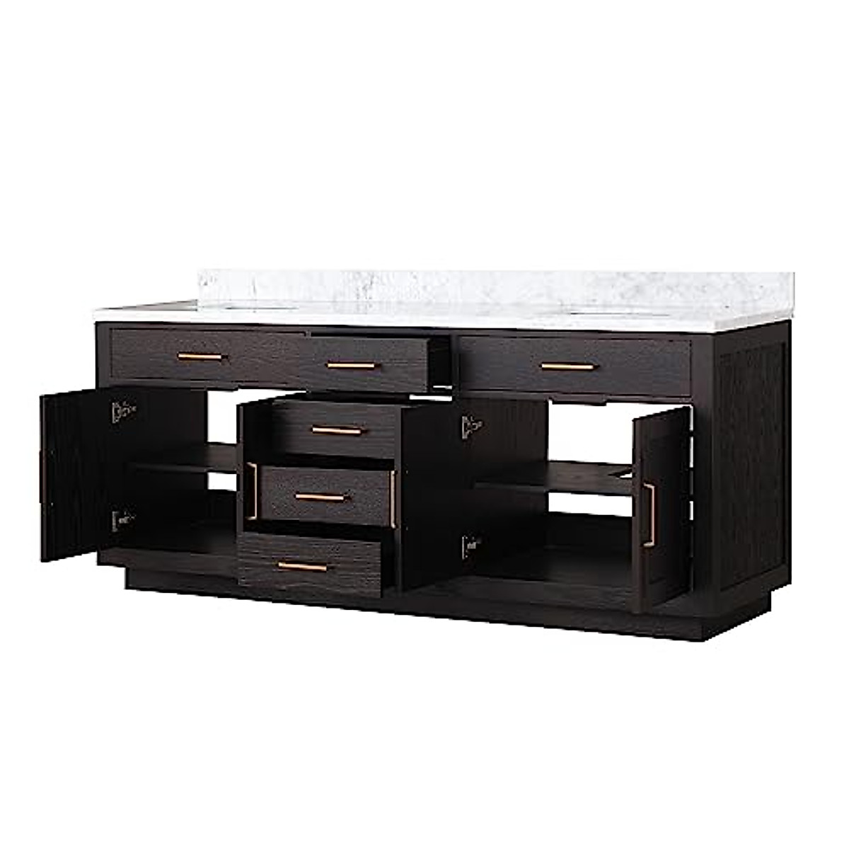 Bell+Modern Shelter 80 in W x 22 in D Black Oak Double Bath Vanity and Carrara Marble Top