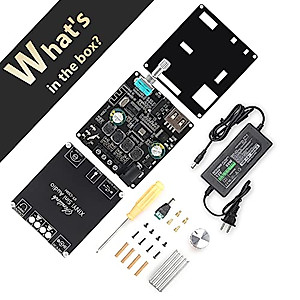 XY-C50H Bluetooth Amplifier Board, TPA3116D2 HiFi Chip 12-24V DC Input,Support USB Sound Card/USB Flash, AUX, Bluetooth Multiple Input Modes (XY-C50H with 12V/5A DC Power Adapter