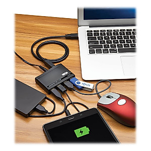 Tripp Lite 4-Port USB-A Mini Hub - USB 3.2 Gen 1, Up to 5 Gigabits per Second, Plug-and-Play No Software Needed, International Plug Adapters for UK, EU, & Australia - 1-Year Warranty (U360-004-R-INT)
