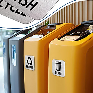 Recycle and Trash Magnets Sticker for Recycling Bins and Kitchen Trash Cans, 2 Magnetic Sticker Adhesives for Trash Cans, Garbage Containers, Outdoor Waste Bin
