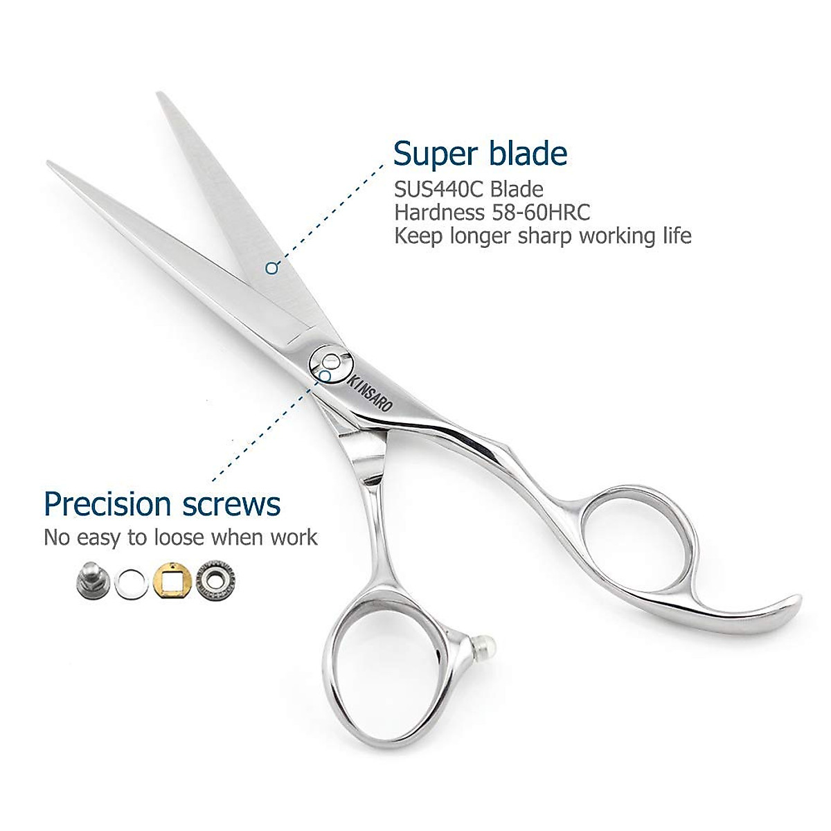 6" Professional Hair Scissors Cutting Shears 440C Hair Cutting Scissors Haircut Scissors Sharp Barber Scissors Barber Shears Convex Edge KINSARO