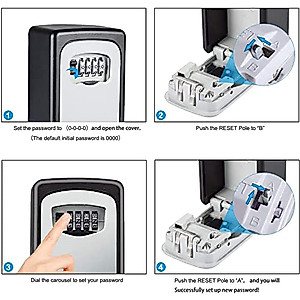 TTRWIN Security Key Lock Box, Resettable 4 Digit Combination Waterproof Lockbox, Key Safe Storage Security Lock Box, 5 Keys Large Capacity Wall Mounted LockBox for House Key, ID Card, Garage Key