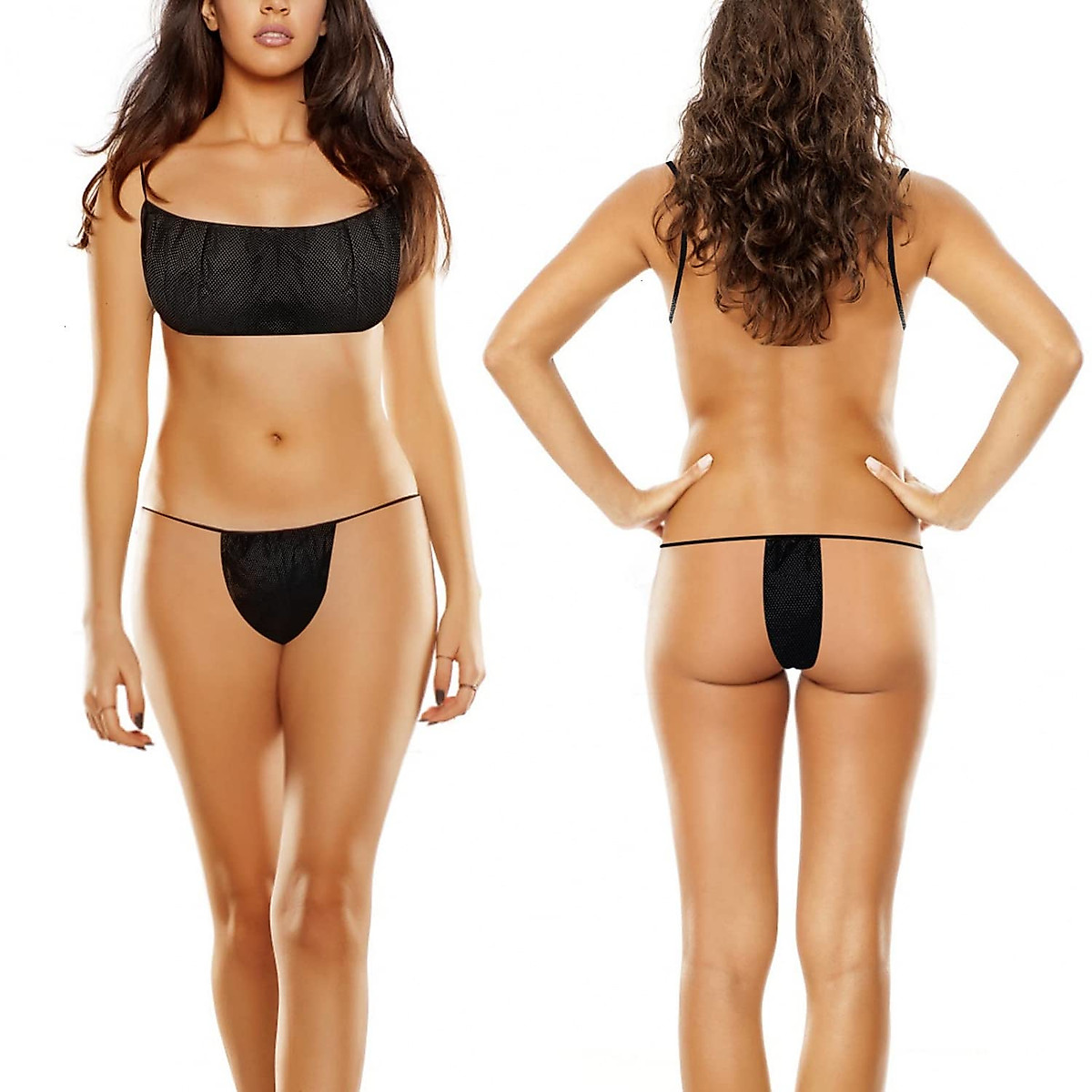 YoleShy 100 PCS Disposable Underwear Disposable Panties and Disposable Bras for Women Spa T Thong Underwear Tanning Wraps