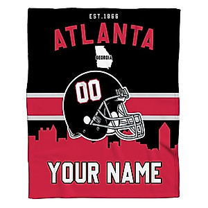 Custom Football Team Blanket, Personalized Football Blanket, Football Fan Gifts for Men Print Super Soft and Warm All Season American Football Lovers Throw Blanket for Sofa, Bed, Couch (Atlanta)
