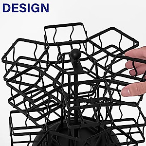 NHZ Tea Bag Organizer,Tea Bag Storage Holder Spinning Carousel with 12 Compartments, Up to 140 Tea Bags Storage, Tea Bag Holder Black Powder Coated Stainless Steel