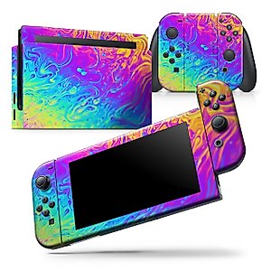 Design Skinz Compatible with Nintendo Switch Console Bundle Skin Decal Protective Scratch-Resistant Removable Vinyl Wrap Cover - Neon Color Fushion V2