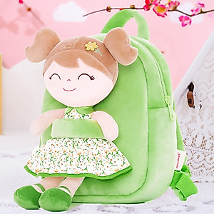 Gloveleya Kids Backpack Toddler Backpack Soft Plush Flower Fairy Girls Doll Backpack Green 9"