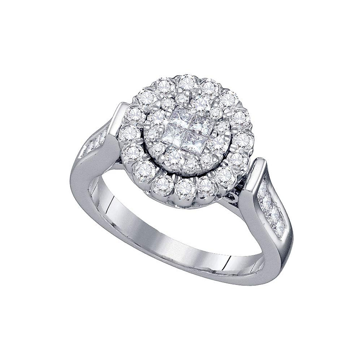 Dazzlingrock Collection 14kt White Gold Women's Princess Round Diamond Soleil Engagement Ring 1.00 ctw