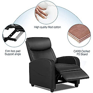 SMUG Recliner Chair, PU Leather Massage Chair Full Body Living Room Chair Adjustable Home Theater Seating Winback Single Sofa Chair Padded Seat Push Back Recliners Armchair for Living Room