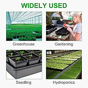 GROWNEER 6 Packs 15 x 11 x 2.6 Inches Plastic Growing Trays with 15 Pcs Plant Labels, Seed Tray Seedling Starter for Greenhouse, Hydroponics, Seedlings, Plant Germination
