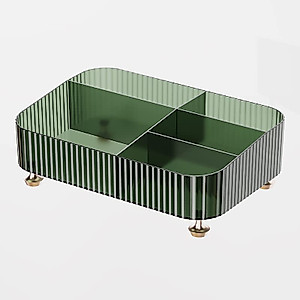Makeup Organizer Tray, Acrylic Cosmetic Display Case for Vanity, Bathroom Counter or Dresser, Countertop Organizer for Cosmetics, Skincare, Lipsticks, Brushes, Perfume, Green