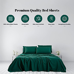 Bedlifes King Sheet Set- Cooling Sheets-Ultra Soft-Silky-Breathable-Deep Pocket- 1800 Series Bedding Set Microfiber- Green Bed Sheets King Size 4 Pieces