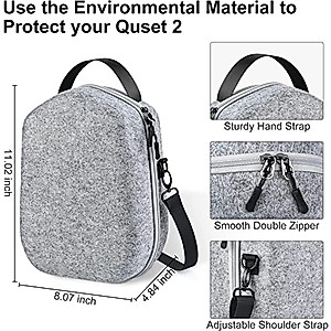 ANNAPRO Hard Carrying Case for Oculus Quest 2, Carrying Travel Case Compatible with Meta/Oculus Quest 2 Headset, Storage Bag for Quest 2 Accessories with Lens Cap Silicone Face Cover Adjustable Straps, Grey