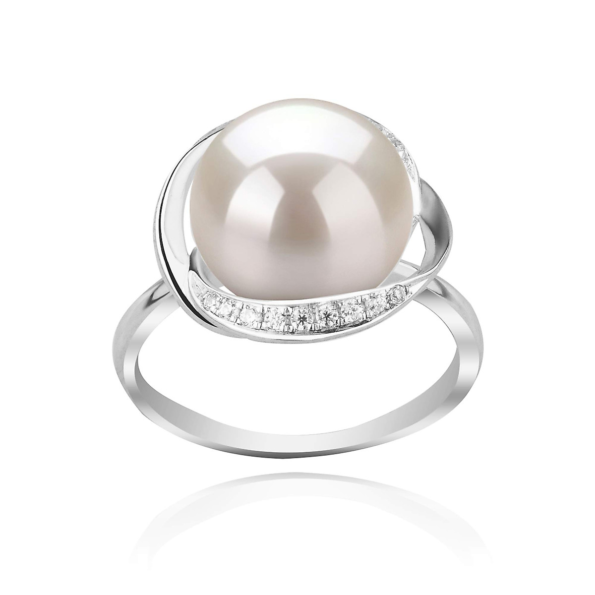 Wendy White 11-12mm AAA Quality Freshwater 925 Sterling Silver Cultured Pearl Ring For Women - Size-8