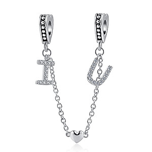 QeenseKc I Love You Connection Spacer Charm Safety Chain Compatible with Pandora Charms Bracelets,White(Aut-157_IUConnection)